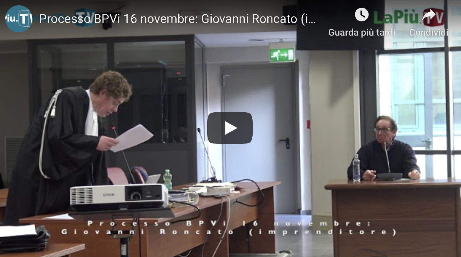 Processo BPVi 16 novembre, Giovanni Roncato in video contro Zonin