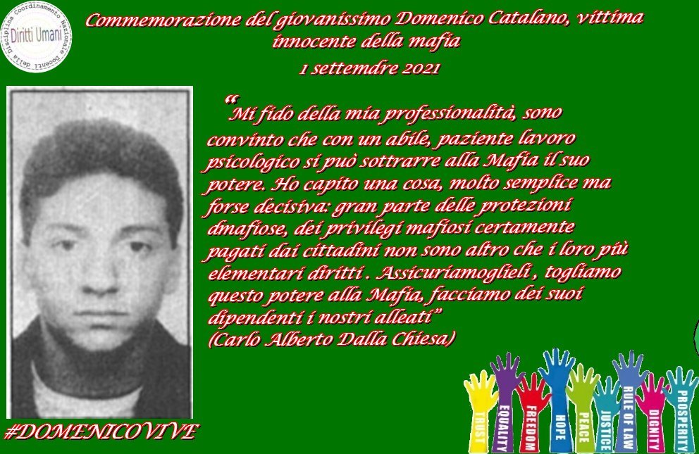 CNDDU ricorda Domenico Catalano, giovanissima vittima della mafia